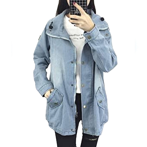 SHEIN | Jackets & Coats | Shein Retro 9s Y2k Light Blue Sleeve Patch ...